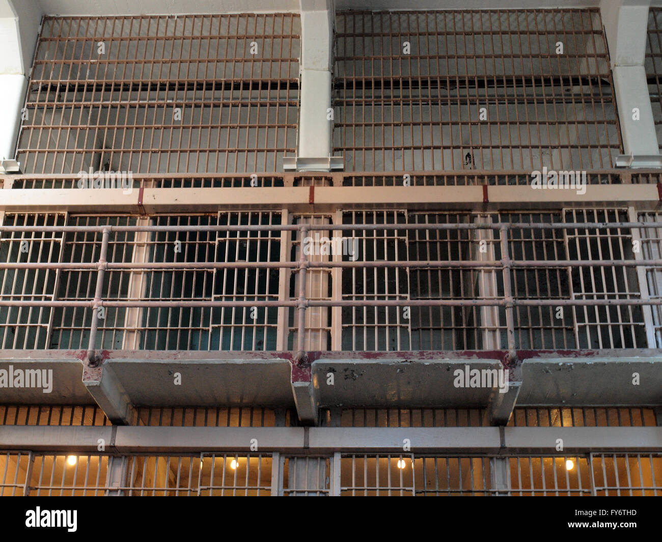 Looking up at Alcatraz Prison Cells Stock Photo - Alamy