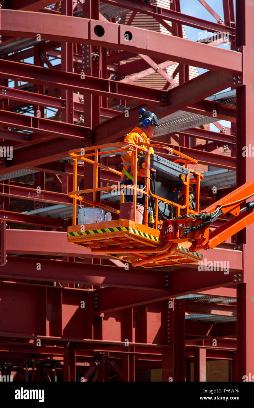 Steel skeleton of new building under construction. New Build Blocks of ...