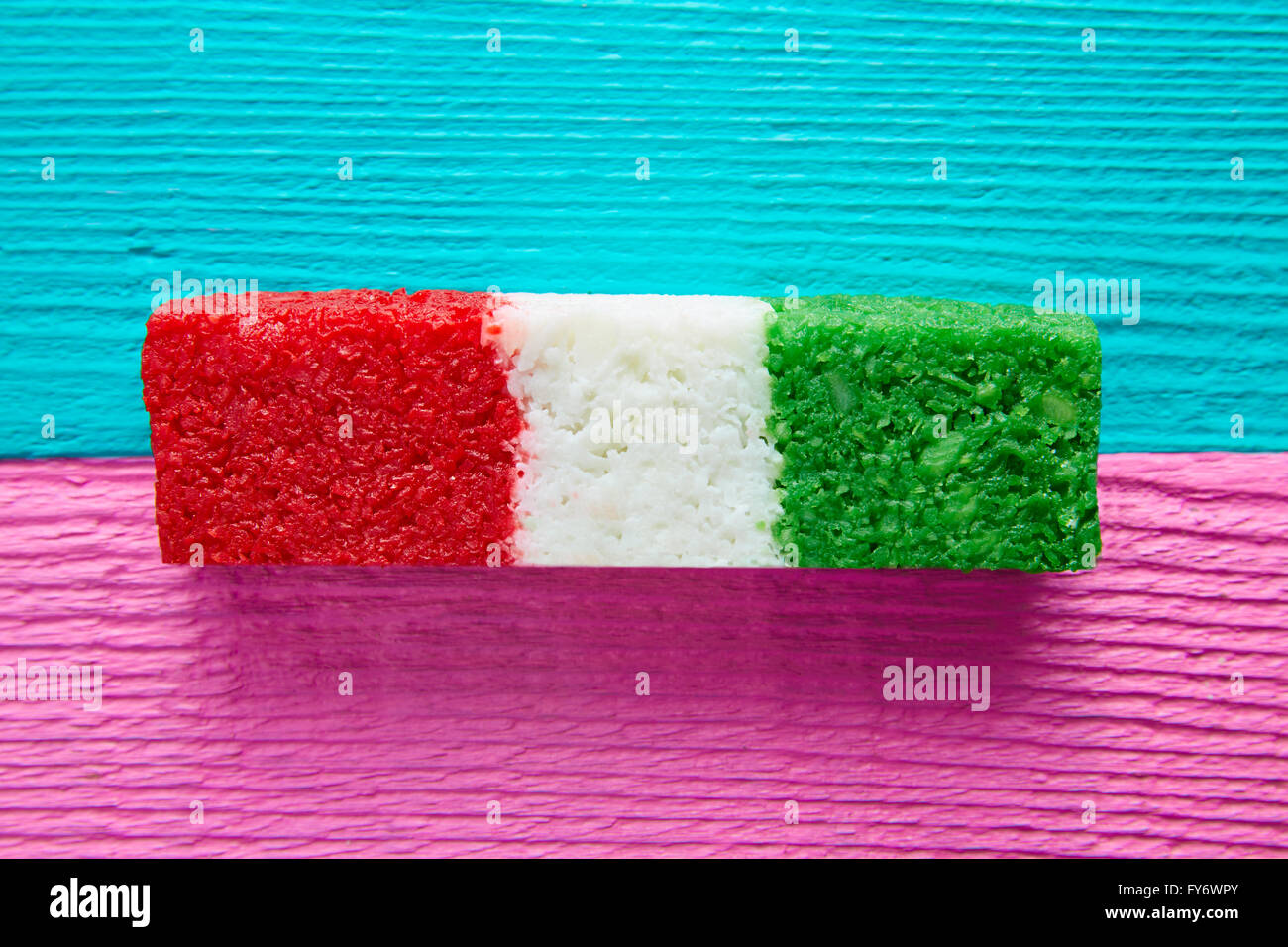 Mexican coconut flag candy striped chredded sweet from Mexico Stock ...