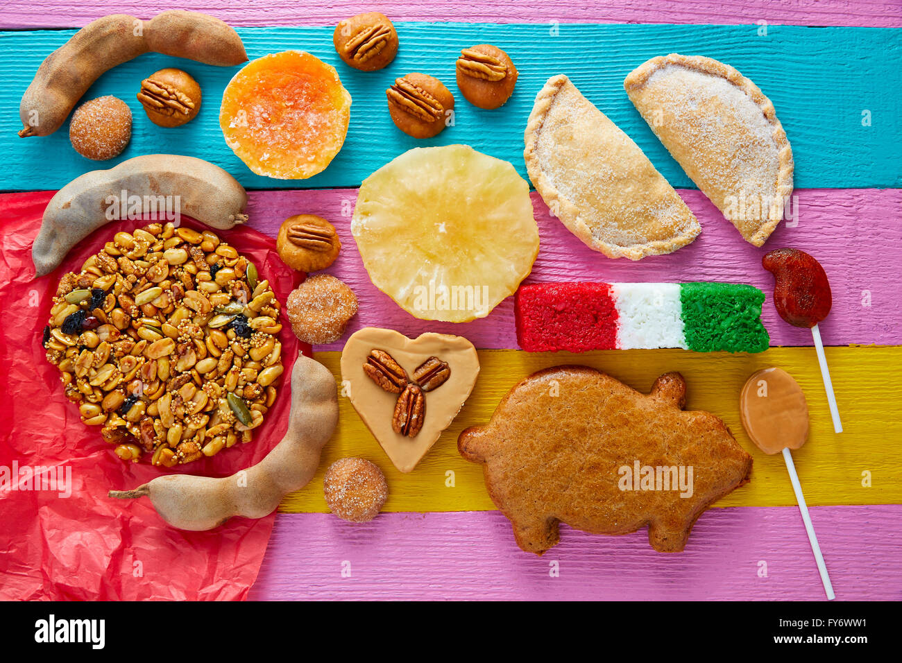 Mexican sweets and pastries cajeta tamarindo coconut flag Palanqueta ...