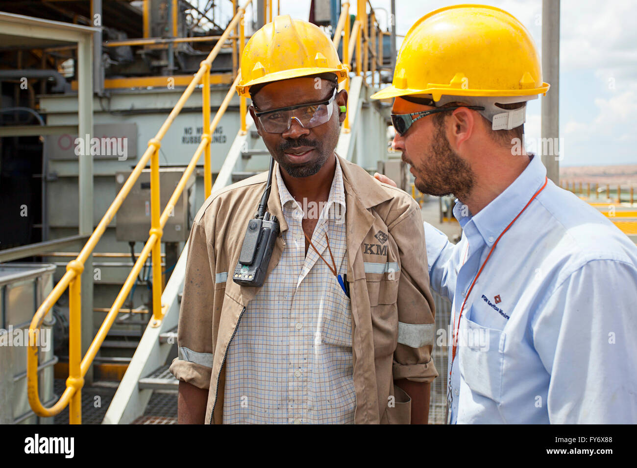 Two mine engineers at First Quantum Sentinel plant - Trident, Zambia ...
