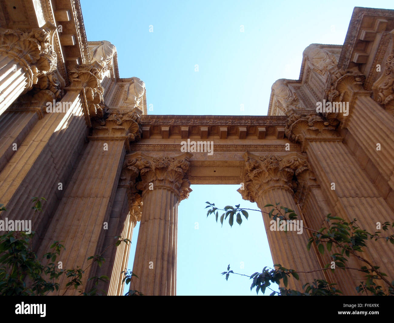 A line of two Columns of the Palace of Fine Arts making enterance way ...