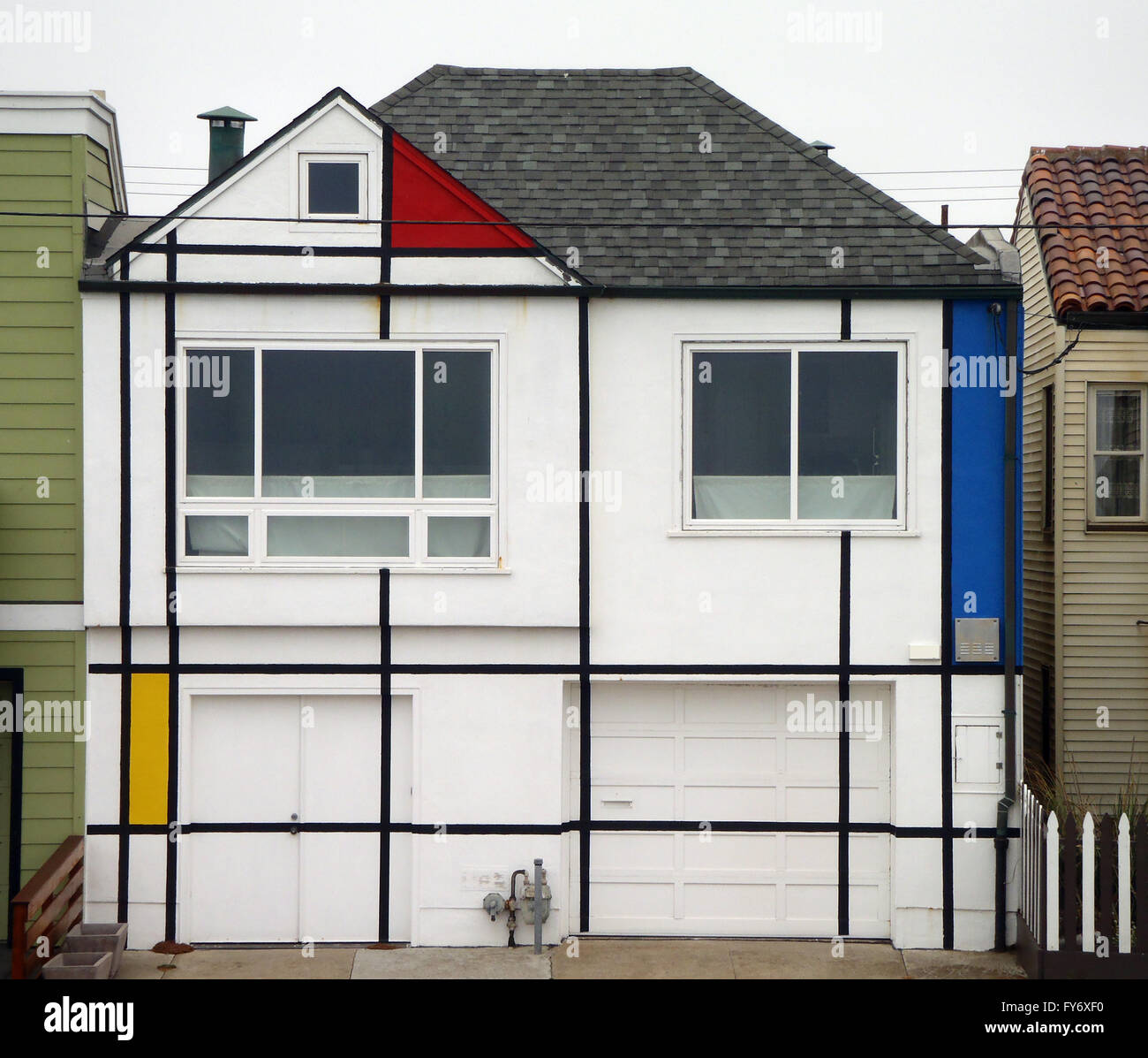 Ocean Beach House painted in the style of Famed artist Piet Mondrian ...