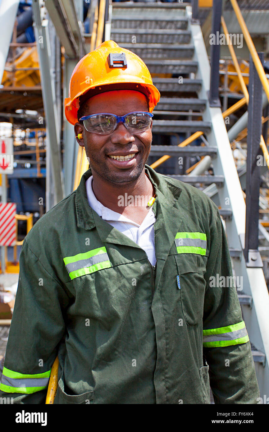 Smiling Zambian miner Stock Photo - Alamy
