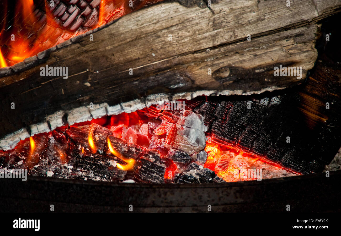 Blazing fire in a wood burning stove Stock Photo - Alamy