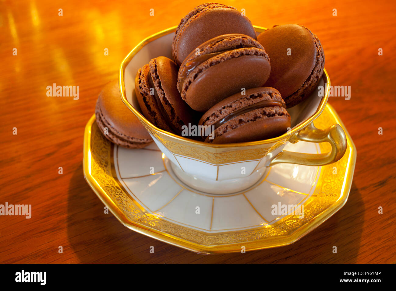 Chocolate macaroons in a cup Stock Photo - Alamy