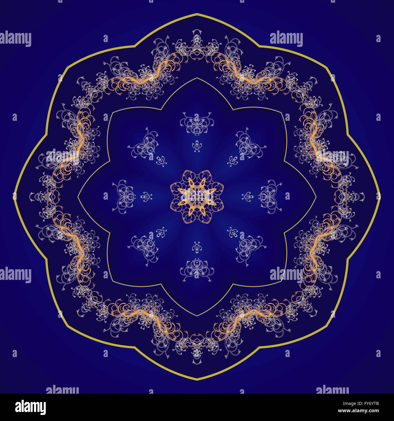 Eight pointed circular pattern. Mandala. Round linear ornament on a ...