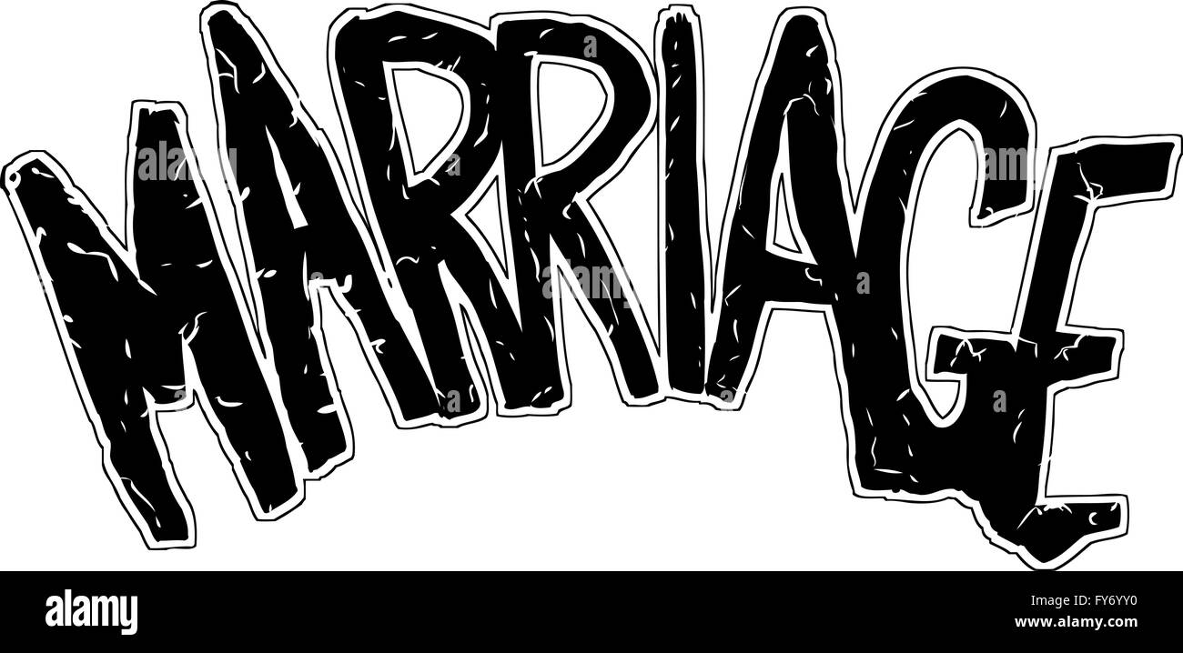 Isolated marriage text word with rough surface over white background ...