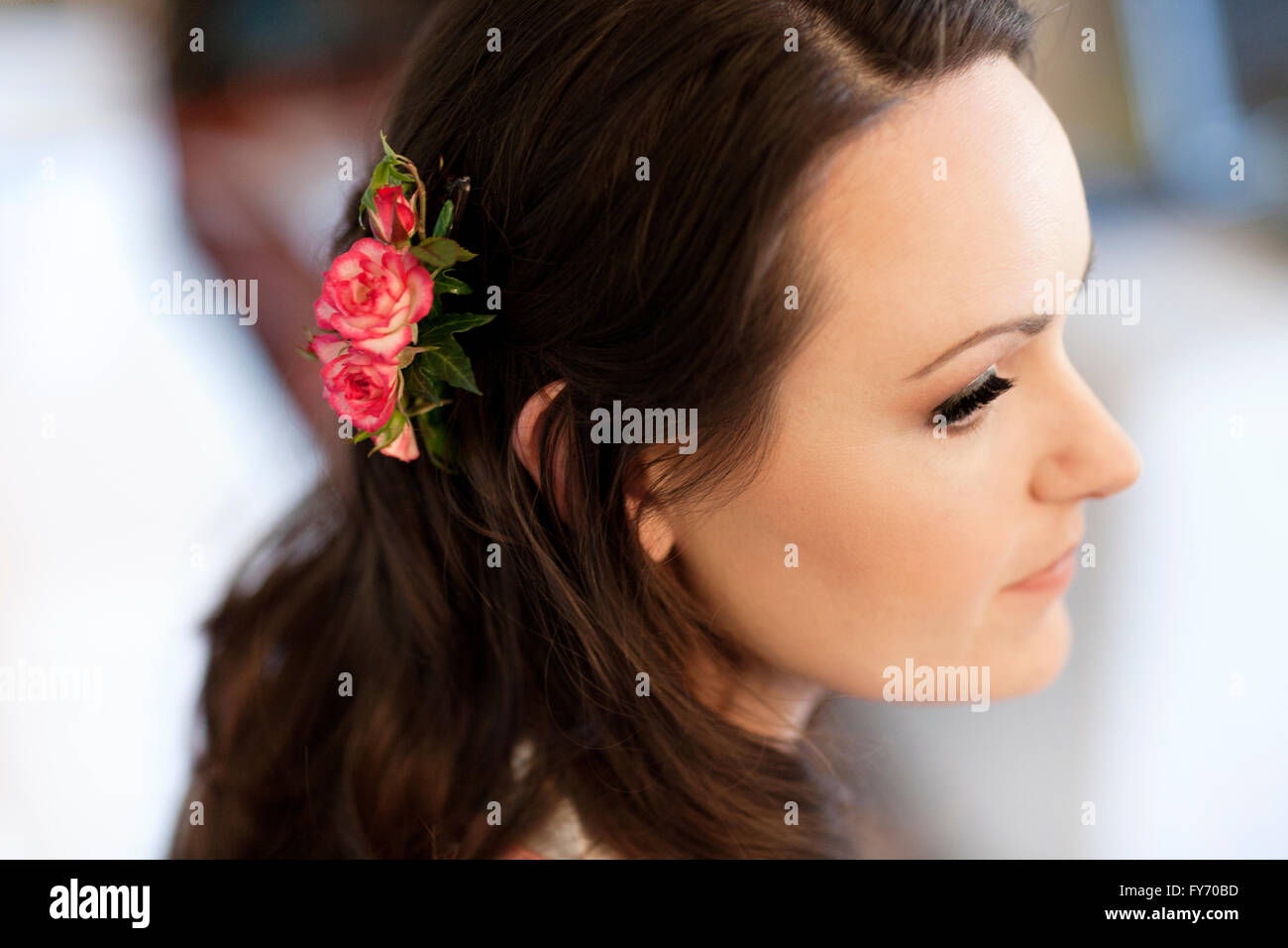 Beautiful bridal portrait of bride, profile Stock Photo - Alamy