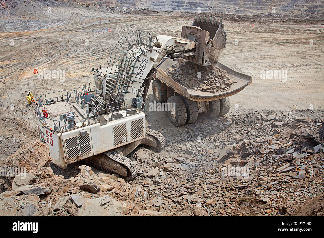 FQM mining excavator and large haul truck, Zambia Stock Photo - Alamy