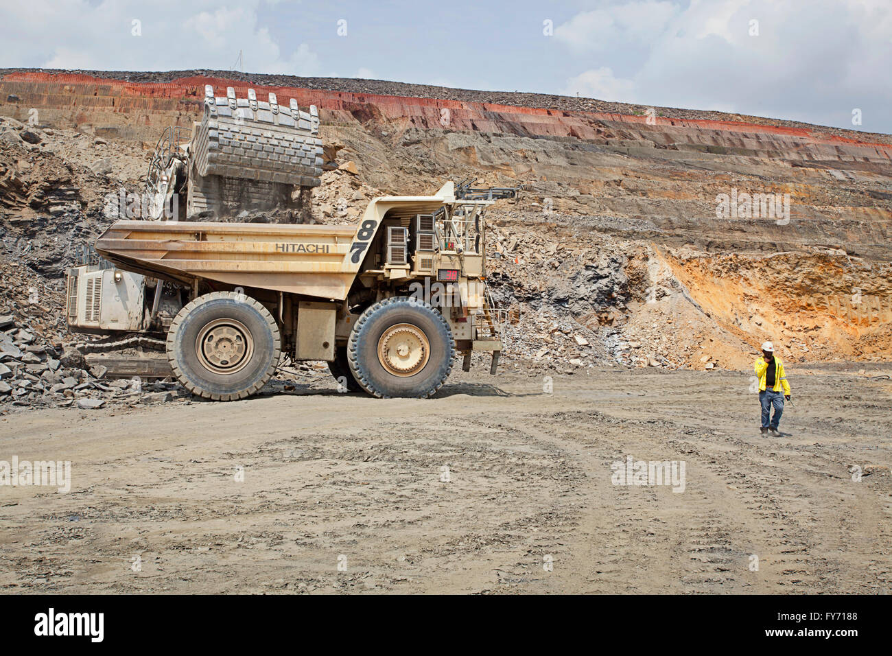 FQM mining excavator and large haul truck, Zambia Stock Photo - Alamy