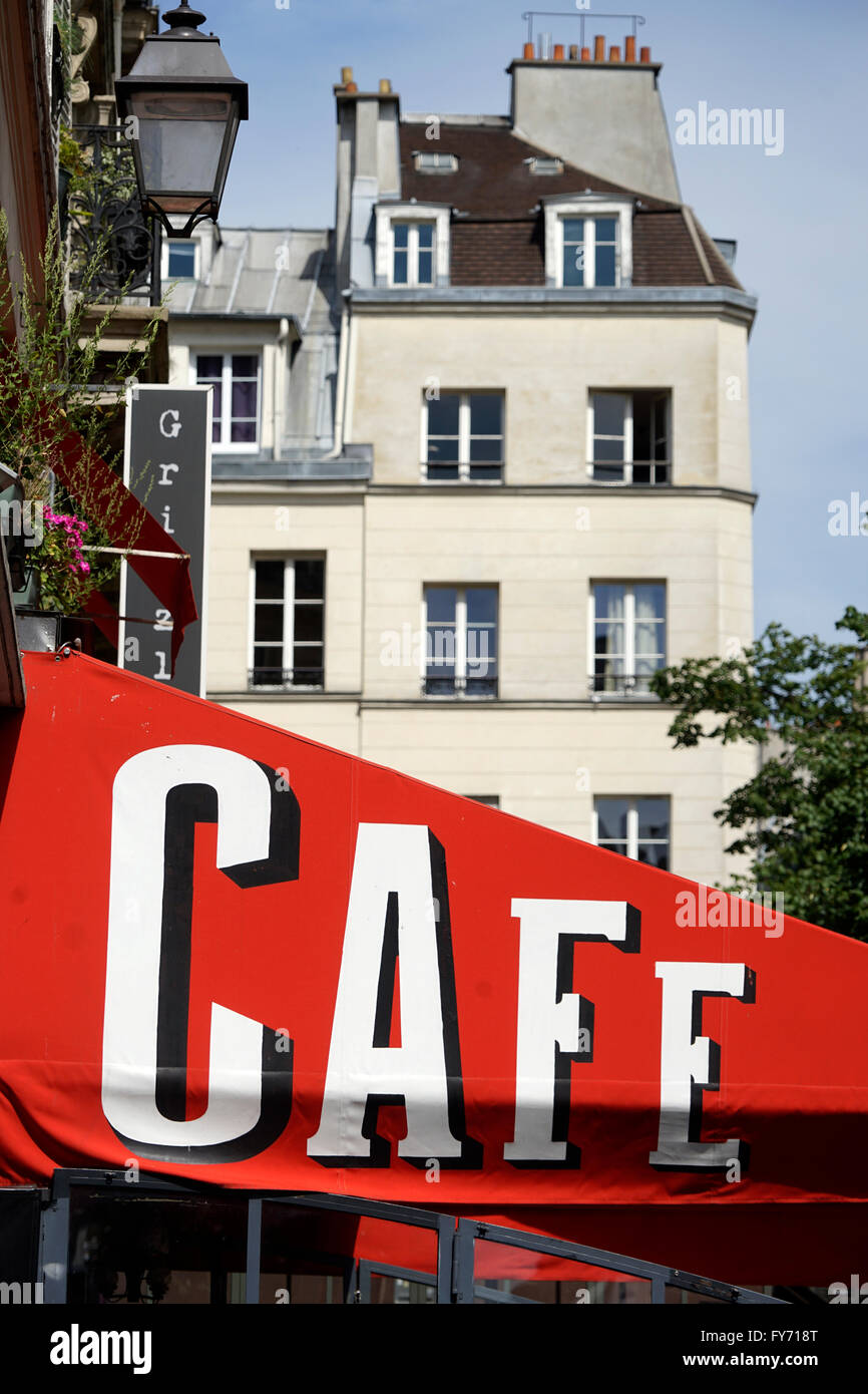 Sign of a cafe in le Marais, France,Paris Stock Photo - Alamy