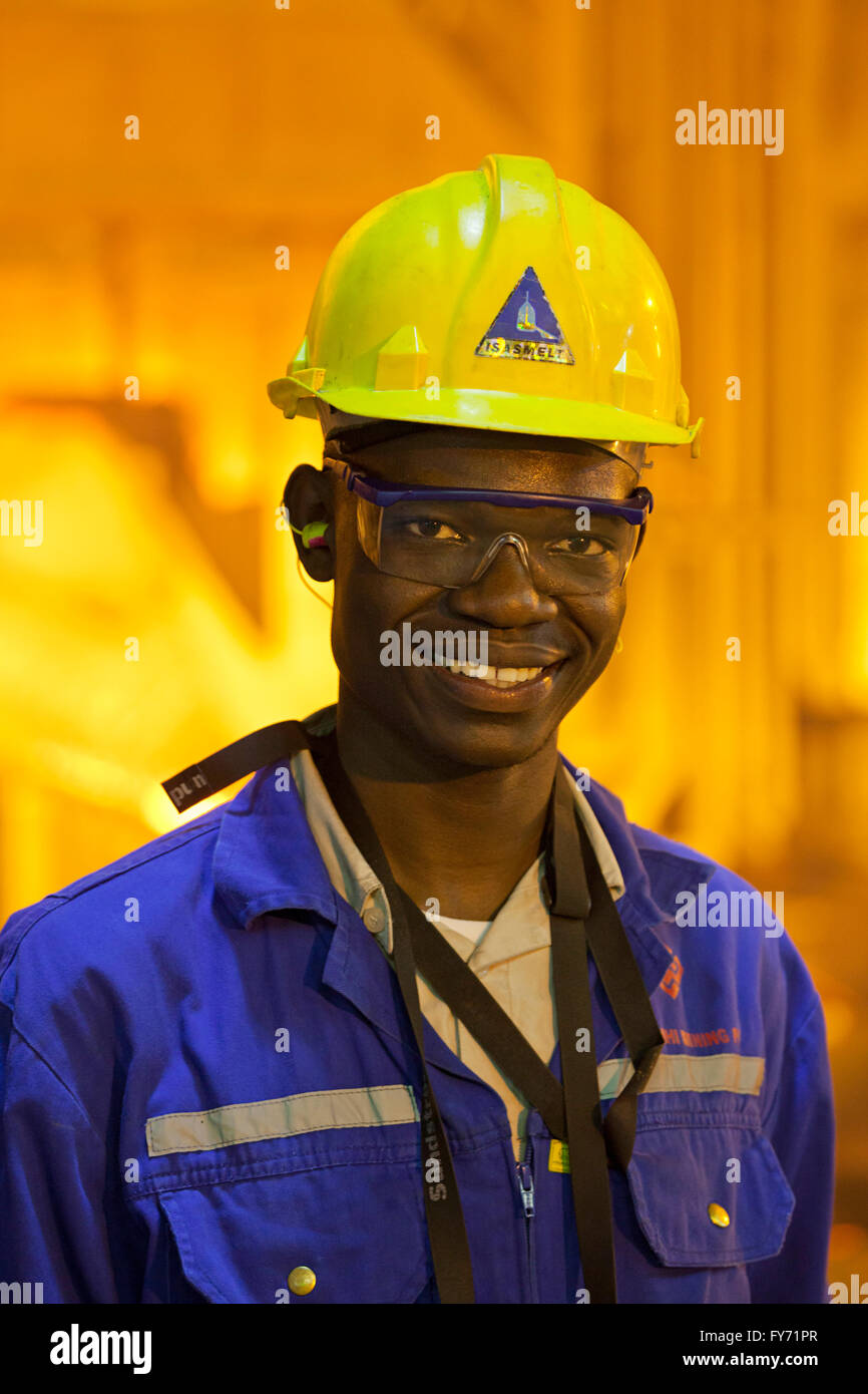 Smiling FQML employee at the Kansanshi copper smelter Stock Photo - Alamy