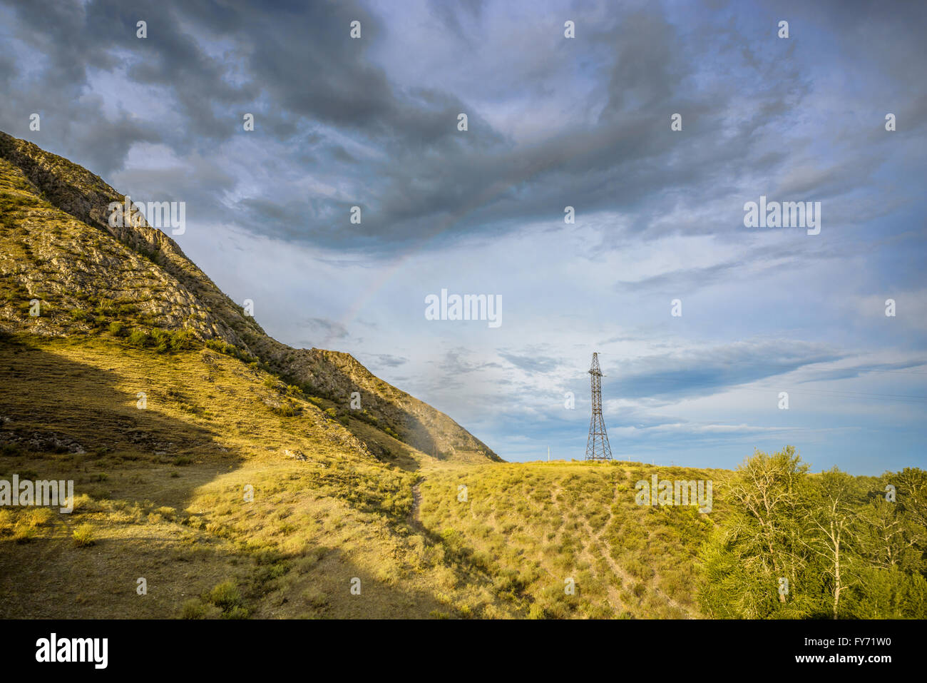 sunset and blue sky landscape Stock Photo - Alamy