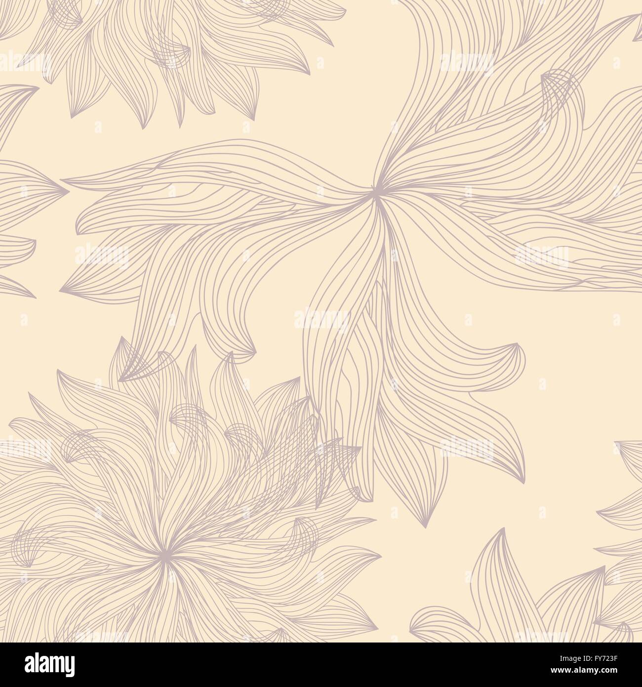 Simple sketched flowers as beautiful vintage seamless pattern in vector ...