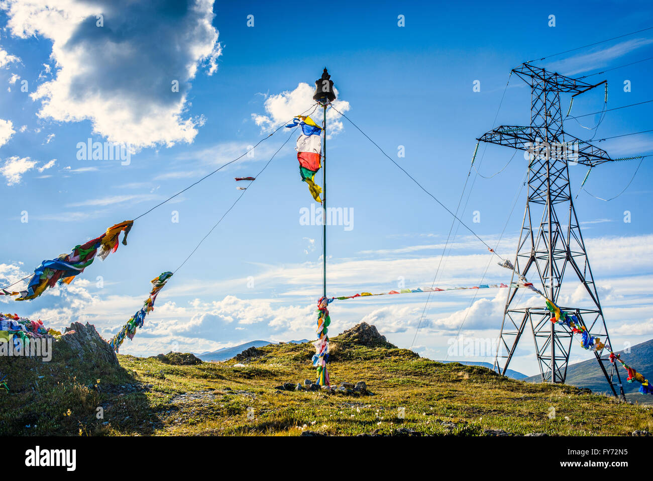 Power plant and construction with flags Stock Photo - Alamy