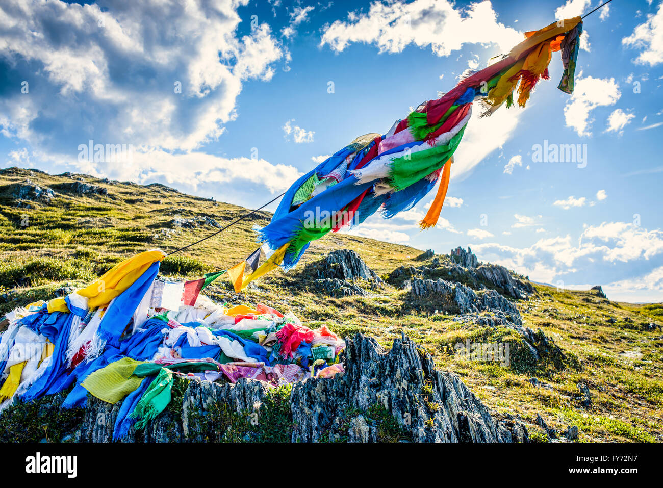 Construction with colorful flags Stock Photo - Alamy