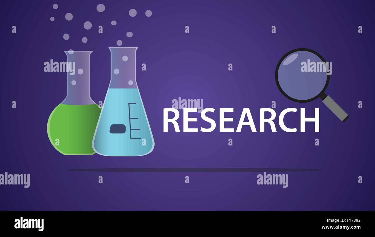 research illustration with lab tools and magnifying glass Stock Vector ...