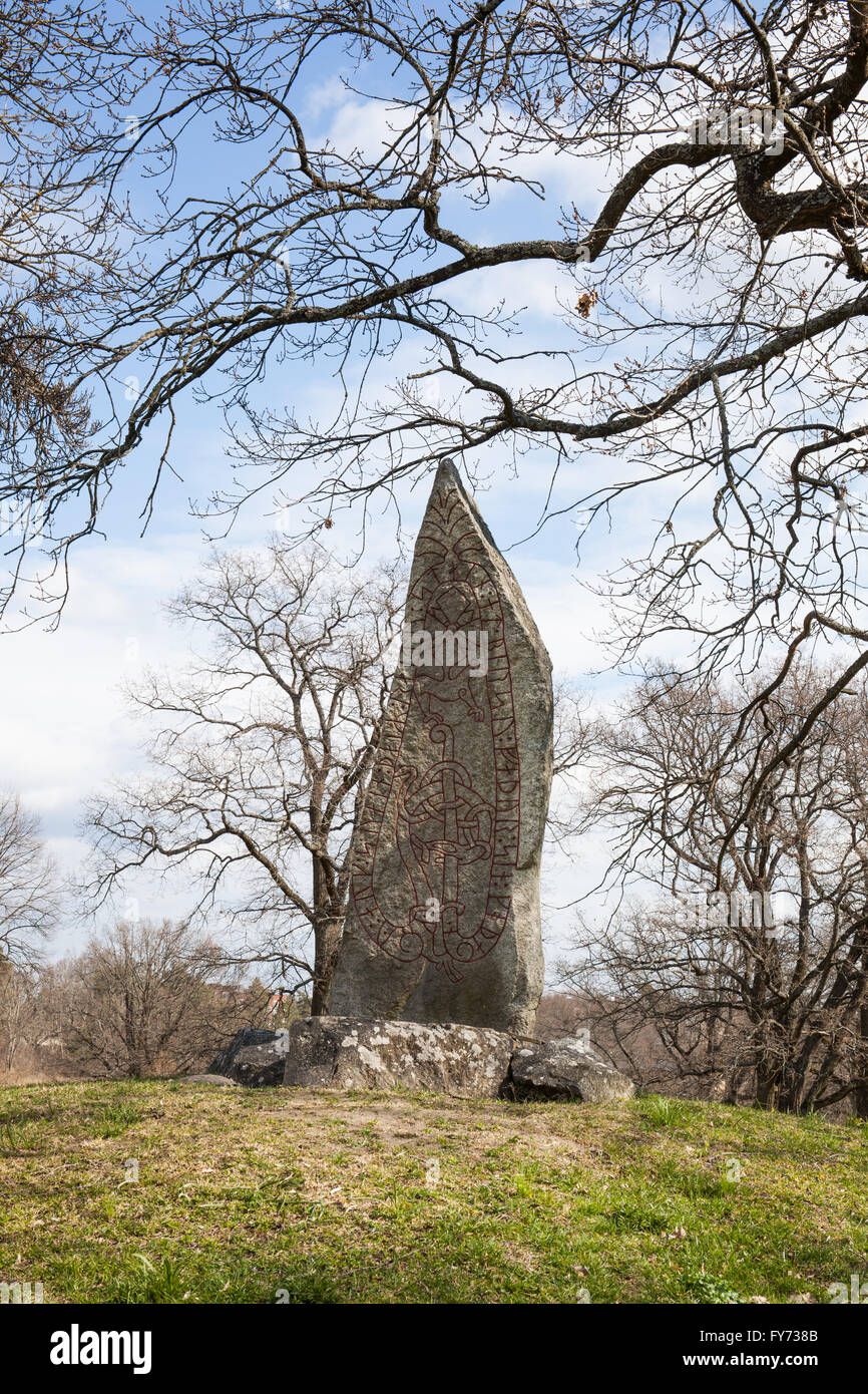 Rune stone of Hasselby Castle, located in the Hasselby gard in the west ...