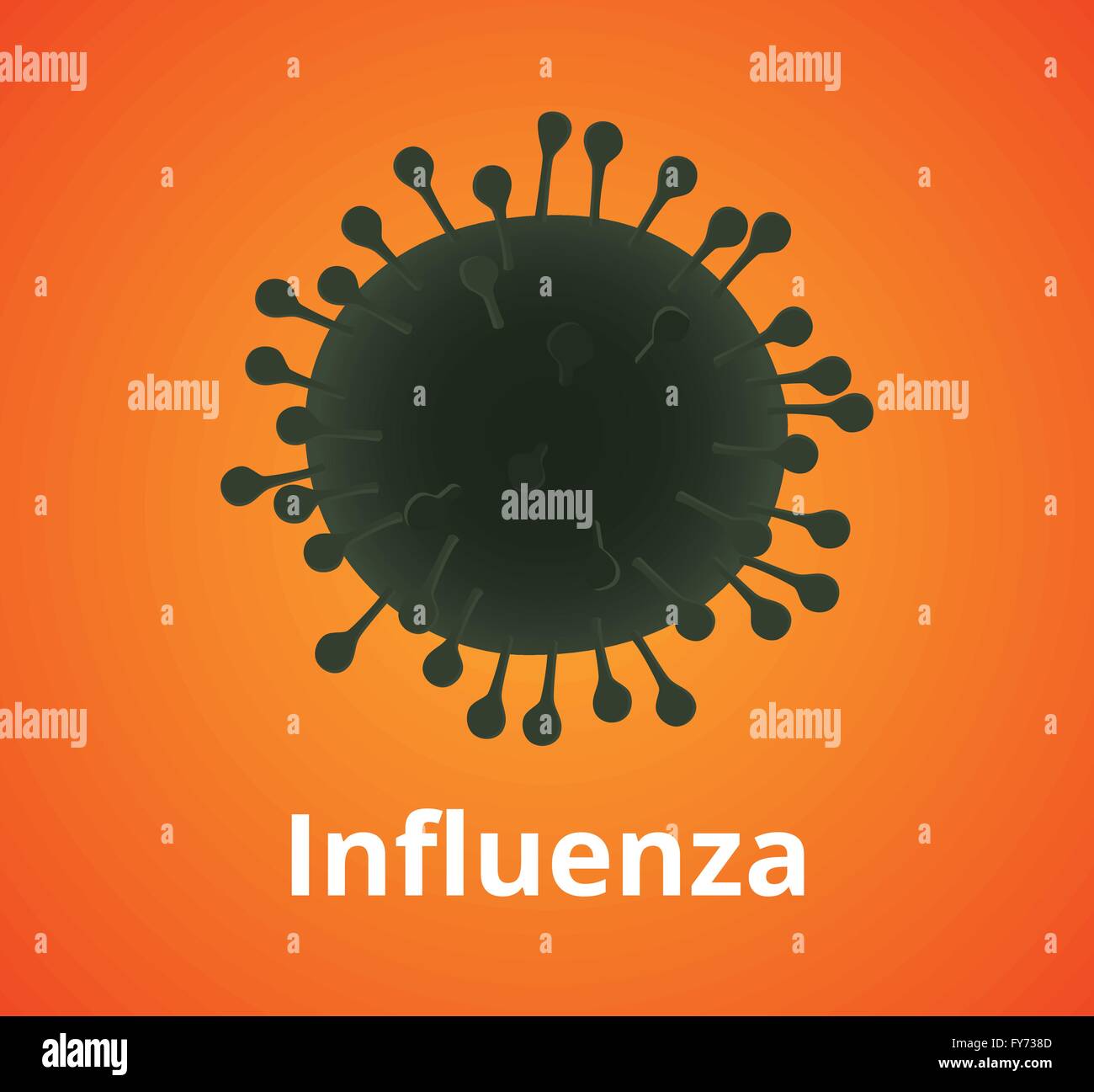 influenza virus cell illustration isolated with orange background Stock ...