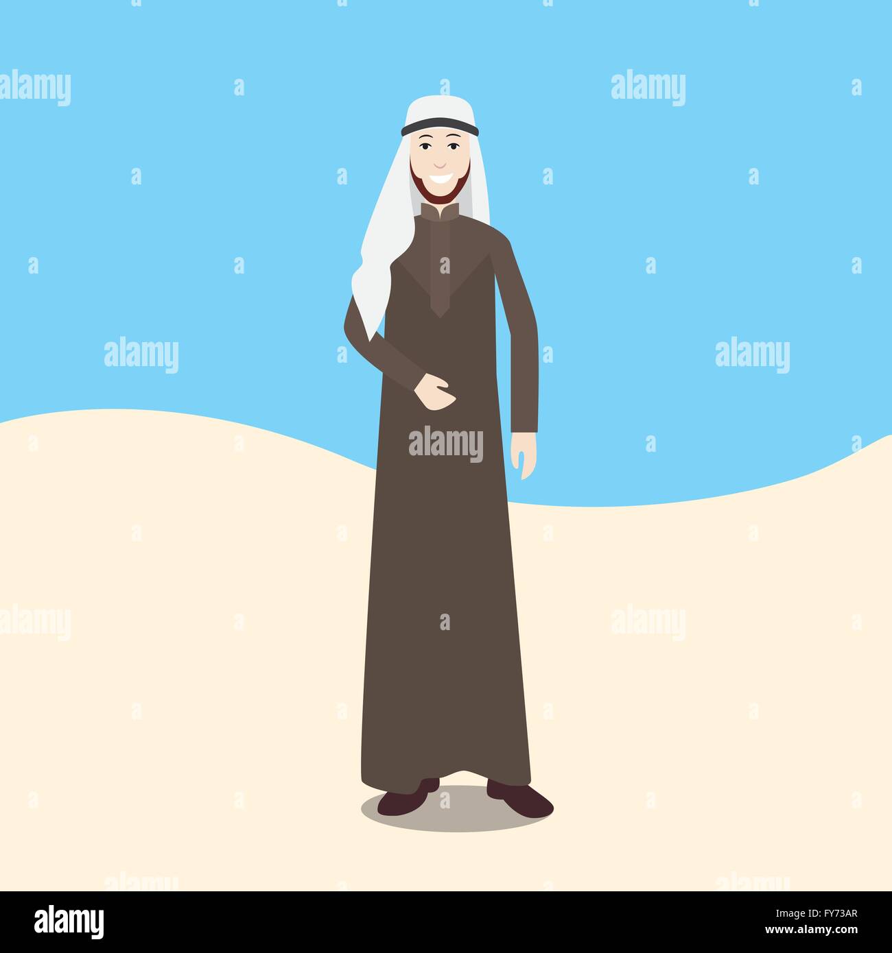 arabian men isolated with desert and sky background Stock Vector Image ...