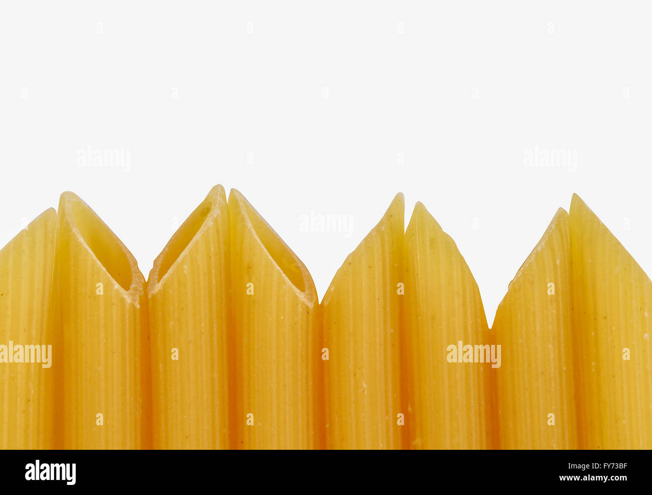 Italian Pasta - Penne rigate - on white background with space for your ...