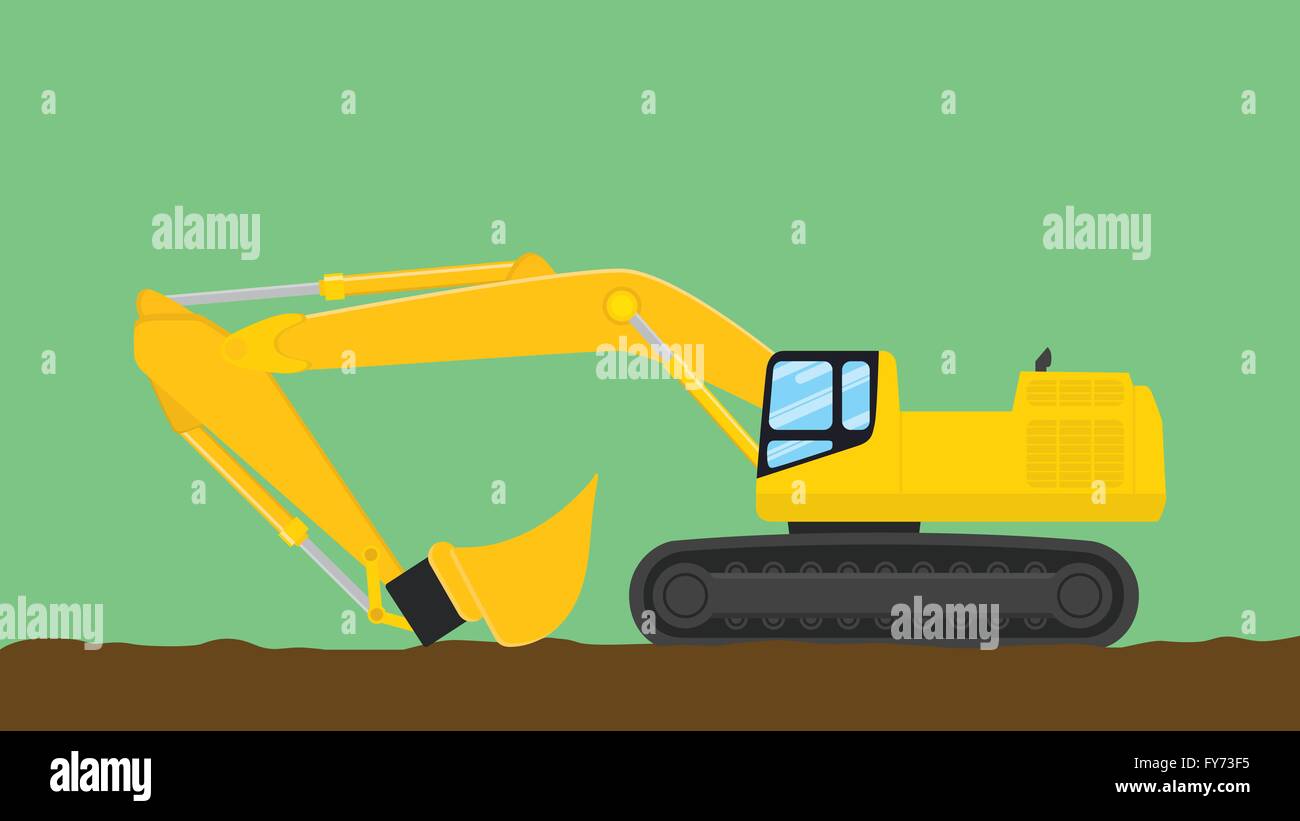 excavator illustration with green background Stock Vector Image & Art ...