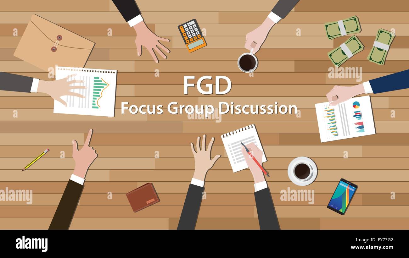 fgd focus group discussion team work together on wood table Stock ...