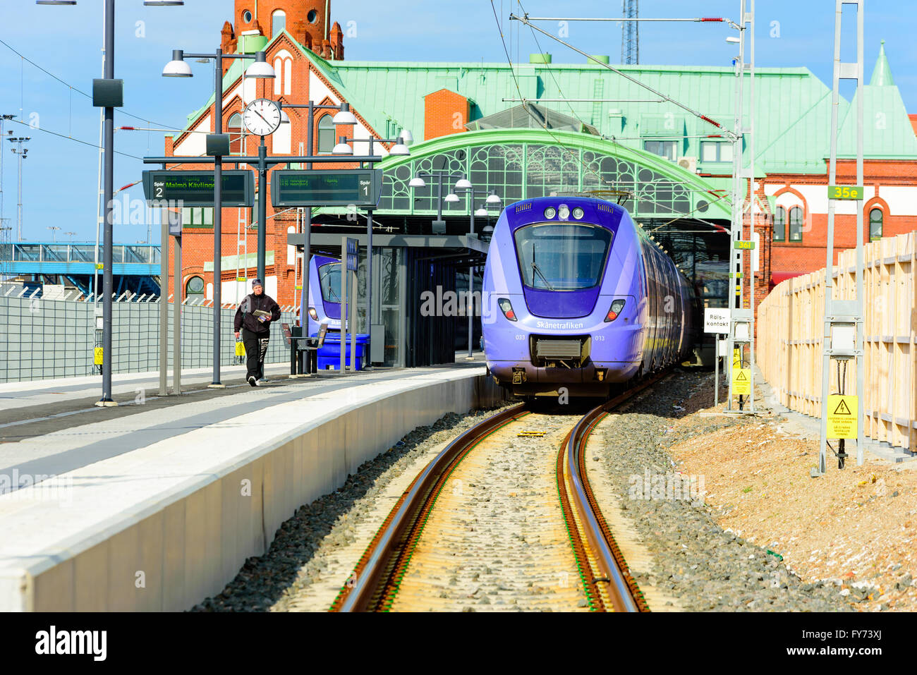 Trelleborg, Sweden - April 12, 2016: Purple passenger train, model X61 ...