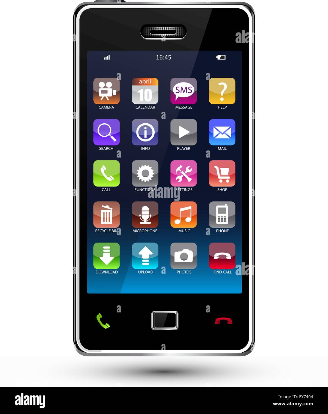 touchscreen smartphone with colorful application icons Stock Vector ...