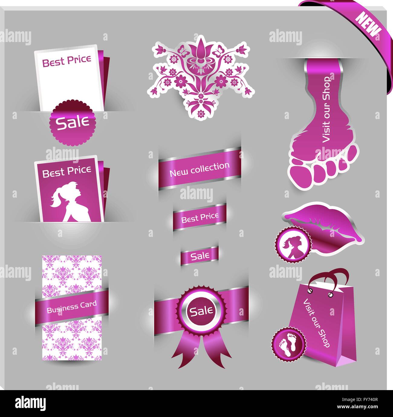 detailed pink label set for women shop and web shop, eps8, no ...