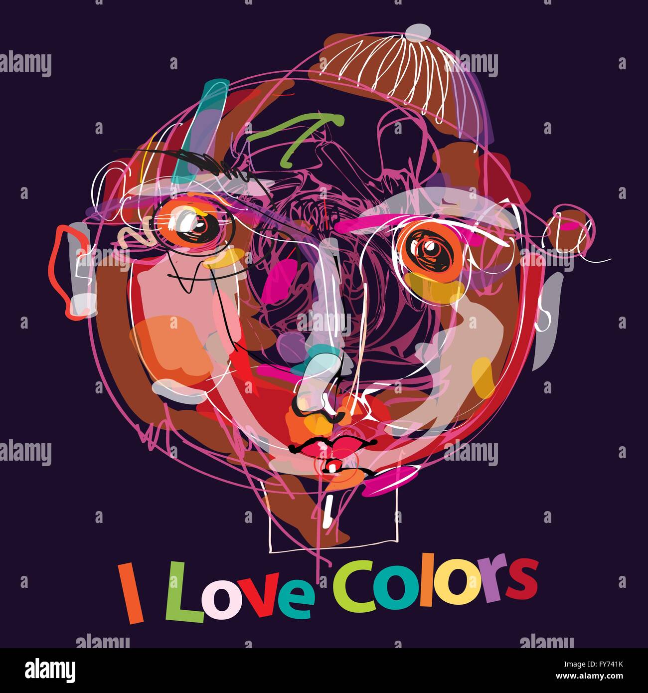 Abstract man face colour painting Stock Vector Images - Alamy