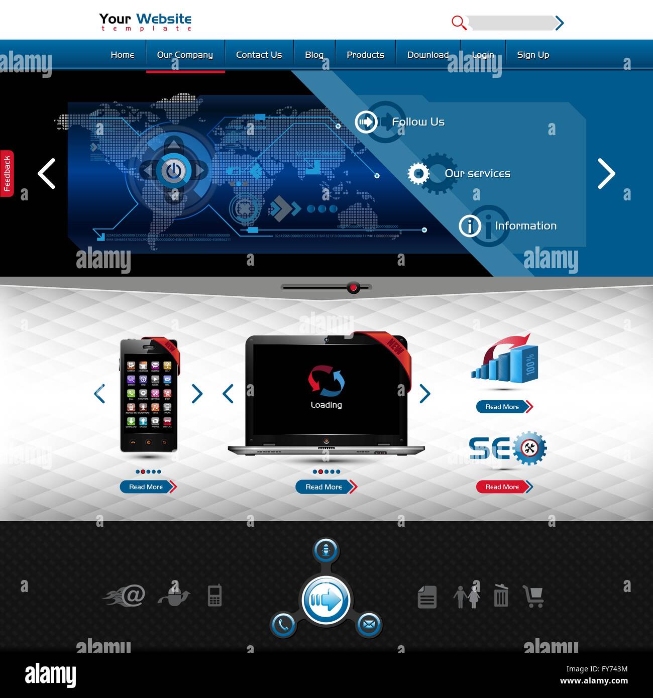 website template for product presentation, contains textured forms and ...