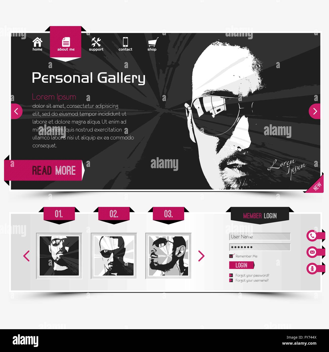 website template for personal gallery, contains textured cyclamen ...