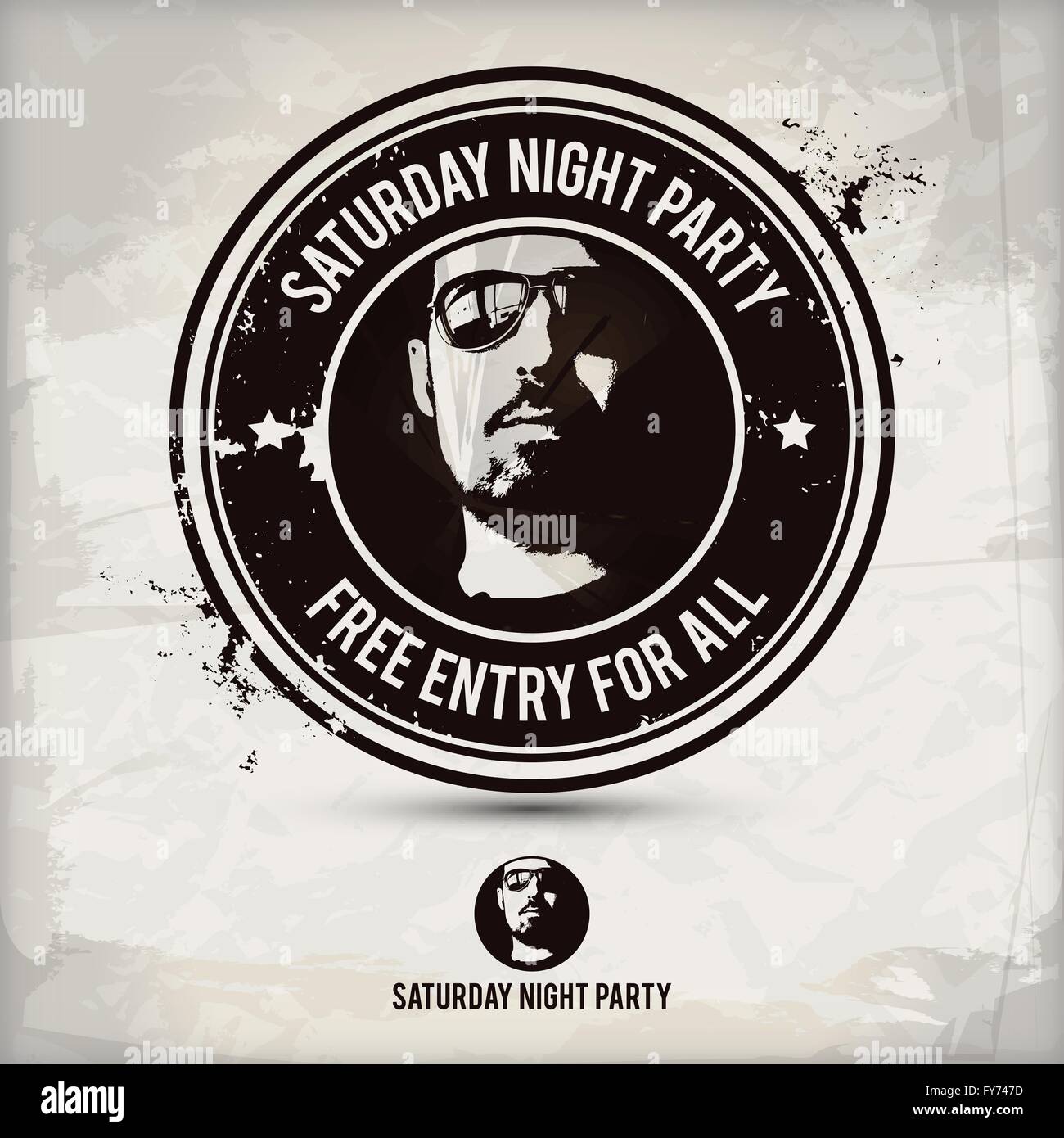saturday night party stamp on textured background, which is made from ...