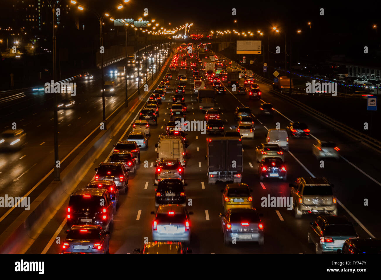 traffic on night highway Stock Photo - Alamy