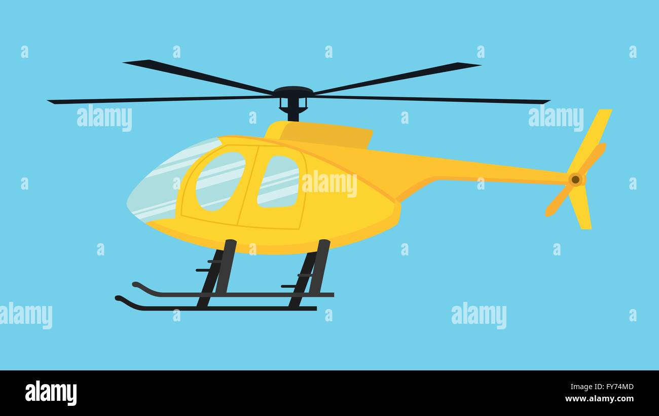 yellow helicopter isolated with blue background Stock Vector Image ...