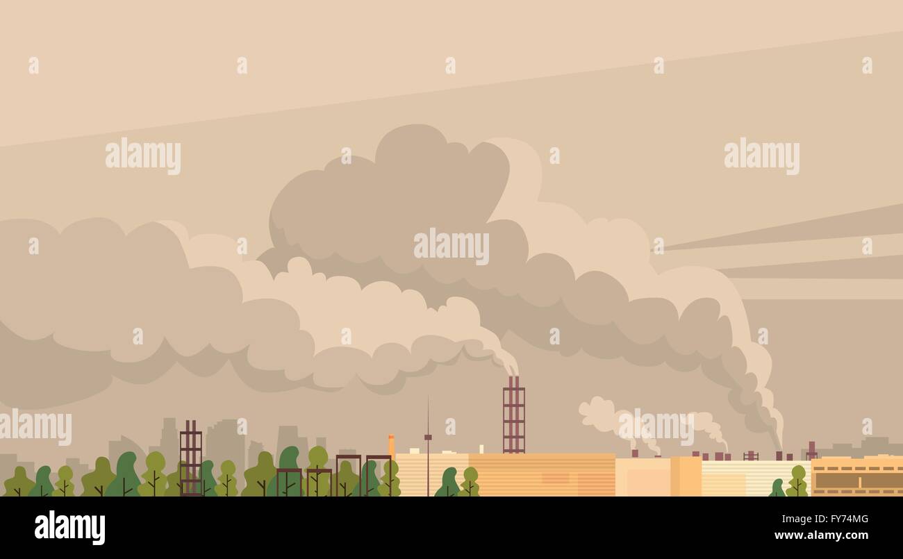 Nature Pollution Plant Pipe Air Dirty Smoke Waste Stock Vector Image ...