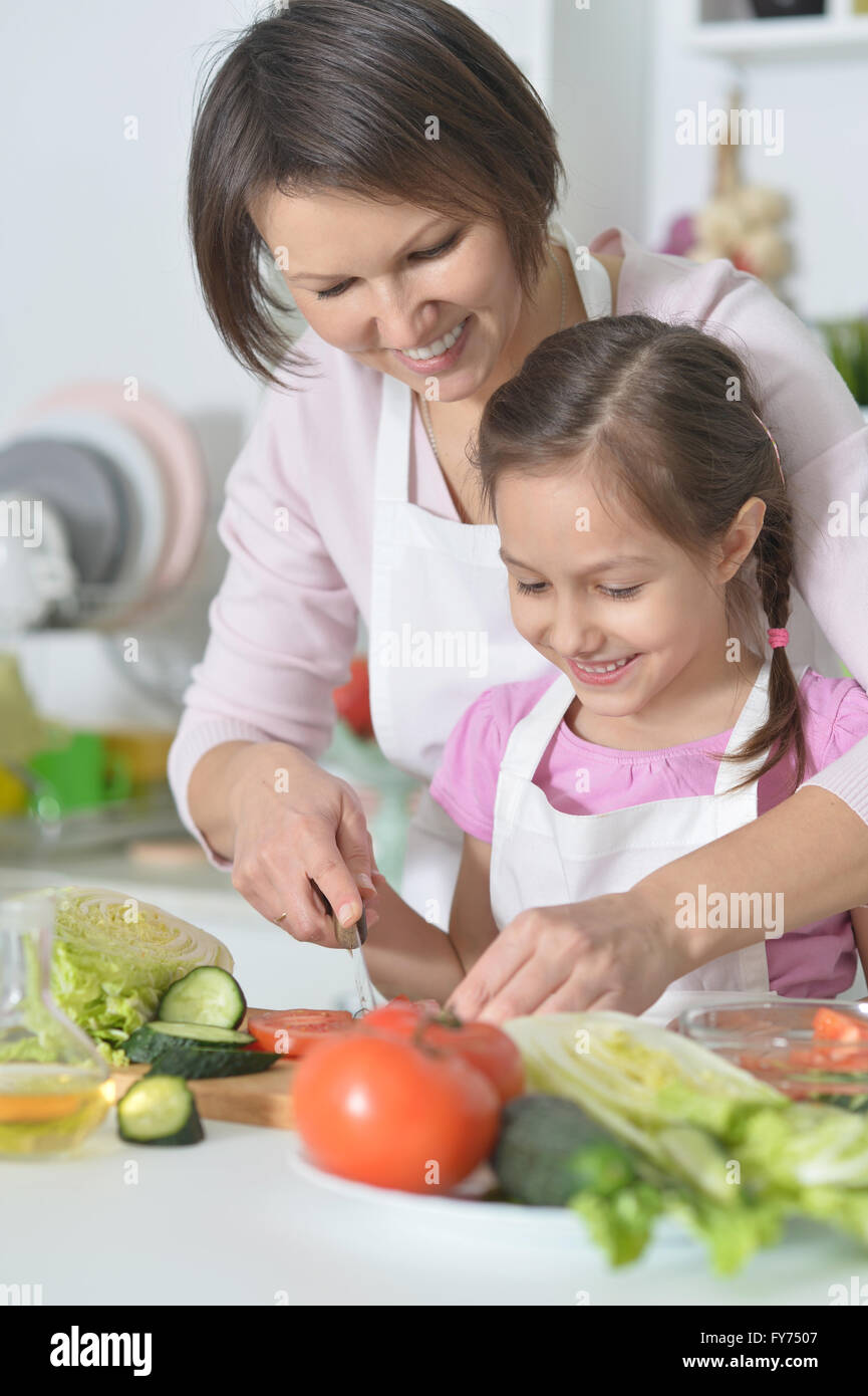 Mother and daughter cooking dinner Stock Photo - Alamy