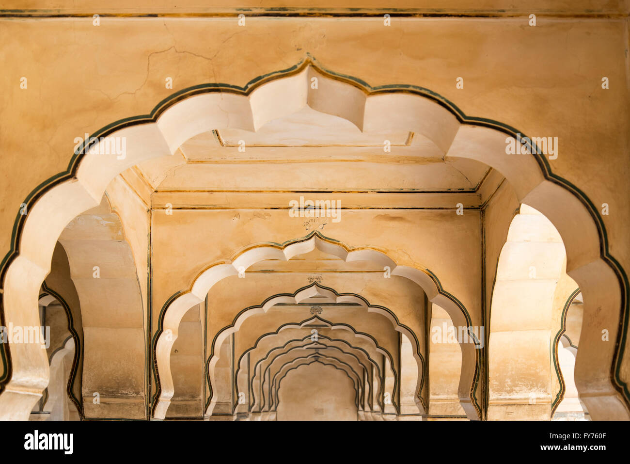 Multifoil arch passage at Amber Palace, Amber Fort, Jaipur, Rajasthan ...