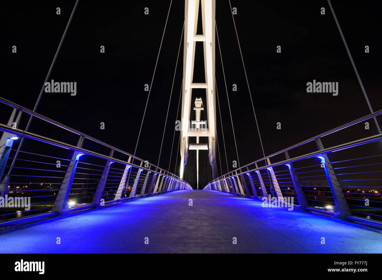 Night-time on the Deck of the Infinity Bridge at Stockton-on-Tees Stock ...