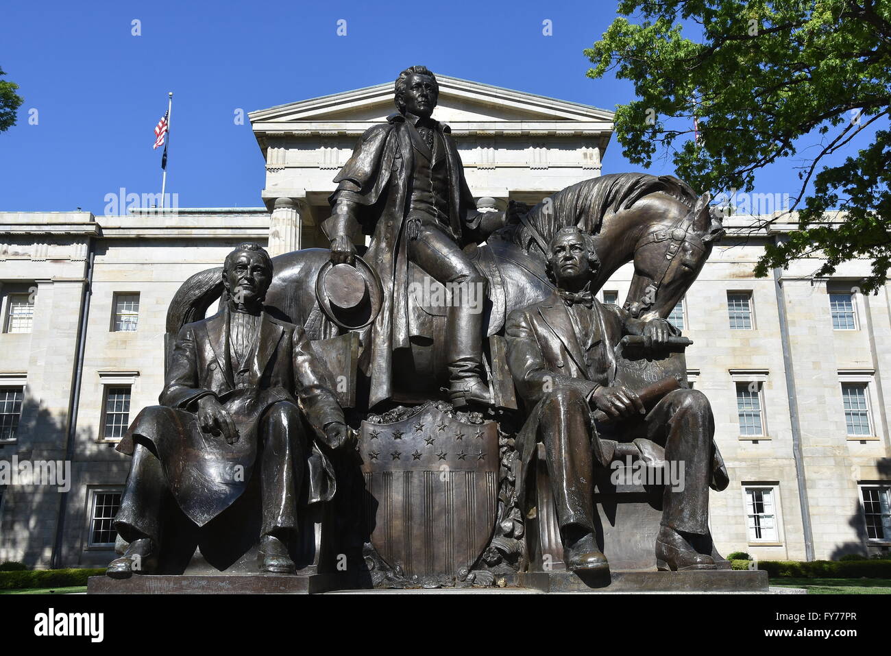 Raleigh. North Carolina: The Three Presidents Sculpture, left to right ...