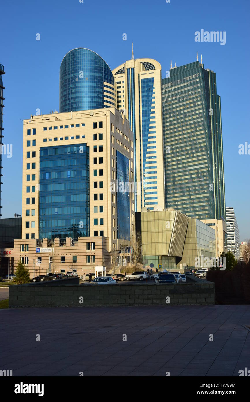 A street view with modern buildings in Astana, capital of Kazakhstan ...