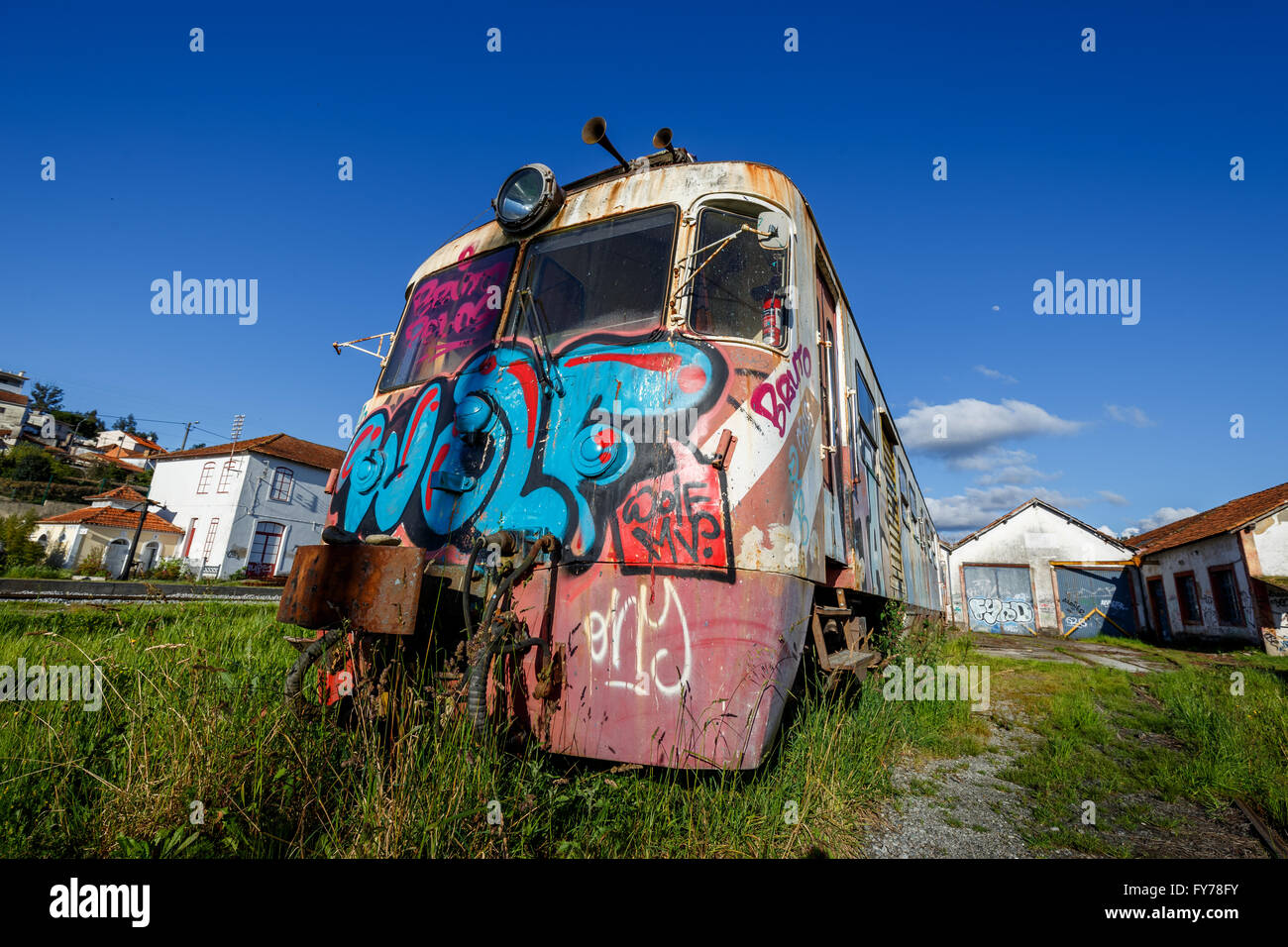 Decommissioned Train: Old train at the station of Sernada do Vouga ...