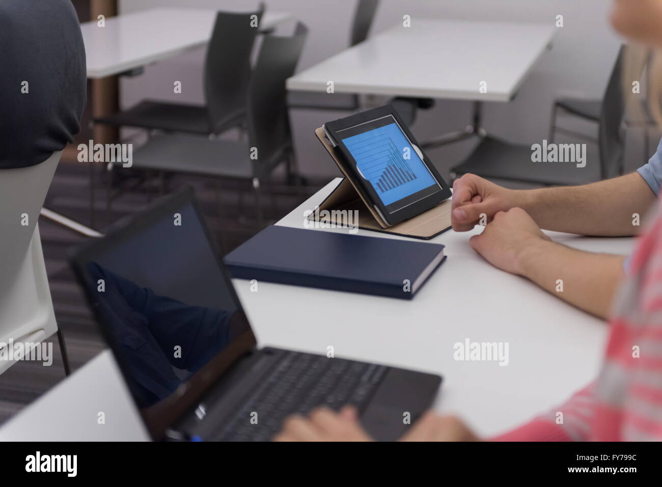 students group study together in school classroom and working together ...