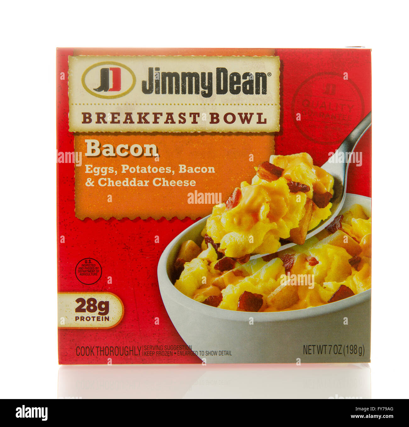 Winneconne, WI - 2 March 2016: Box of Jimmy Dean breakfast bowl with ...