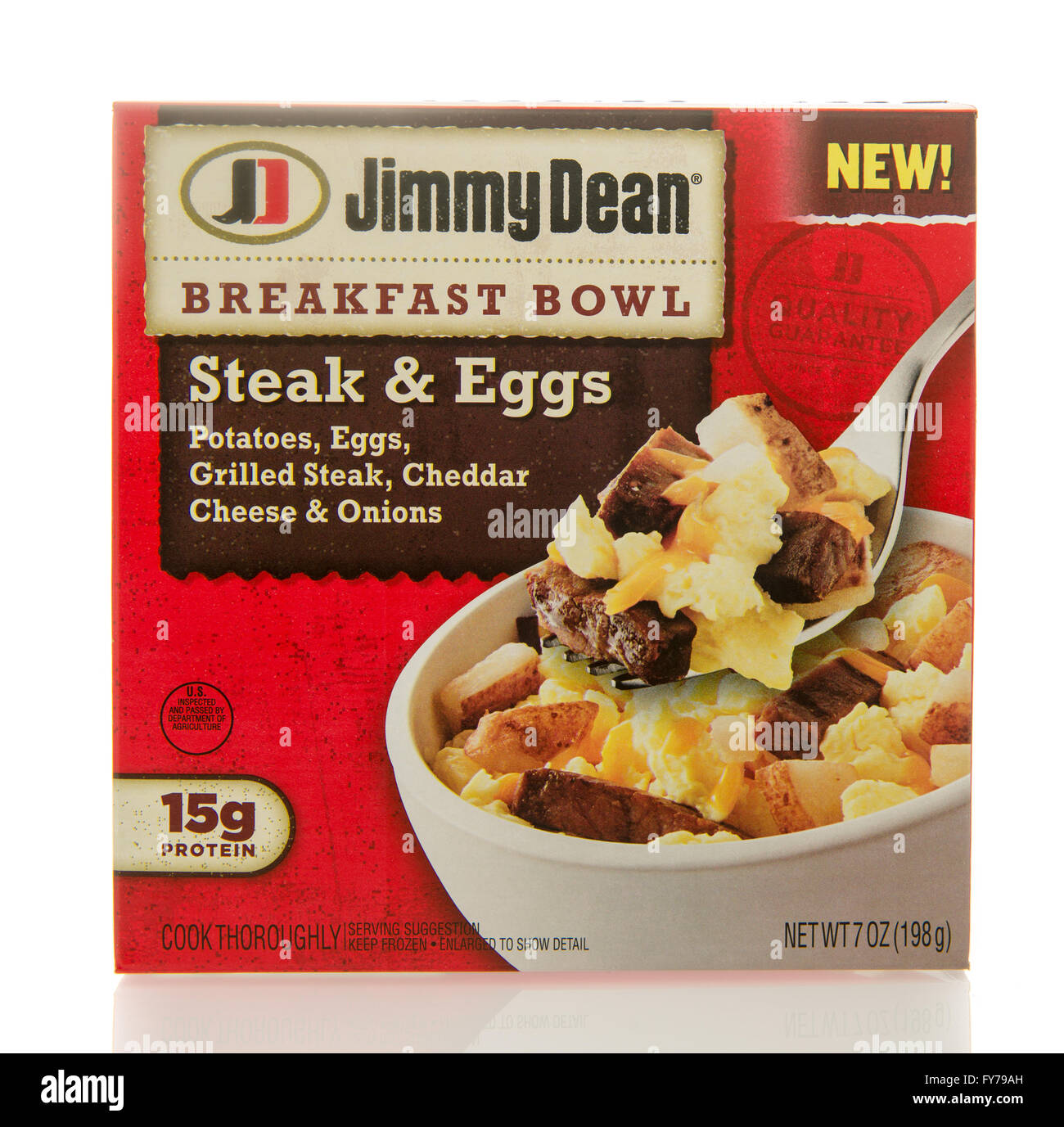 Winneconne, WI - 2 March 2016: Box of Jimmy Dean breakfast bowl with ...