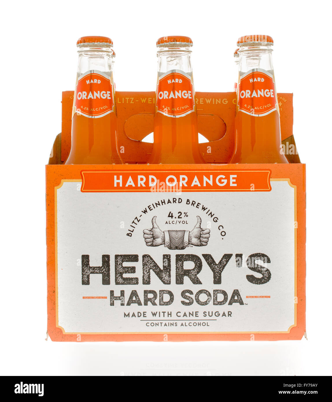 Winneconne, WI - 2 March 2016: A six pack of Henry's Hard Soda in hard ...