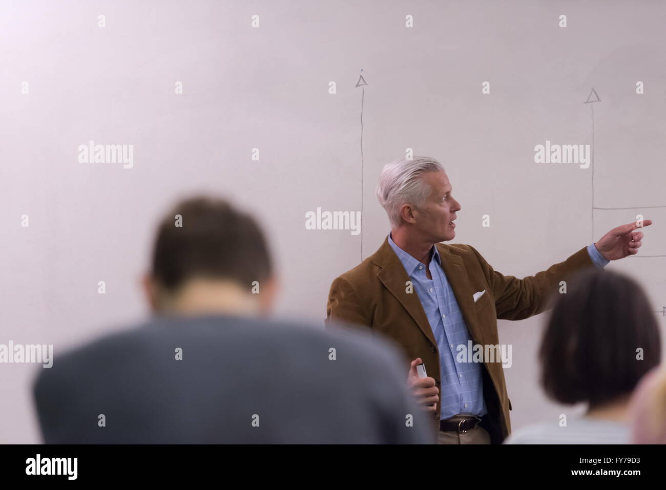 group of students study with professor in modern school classroom Stock ...