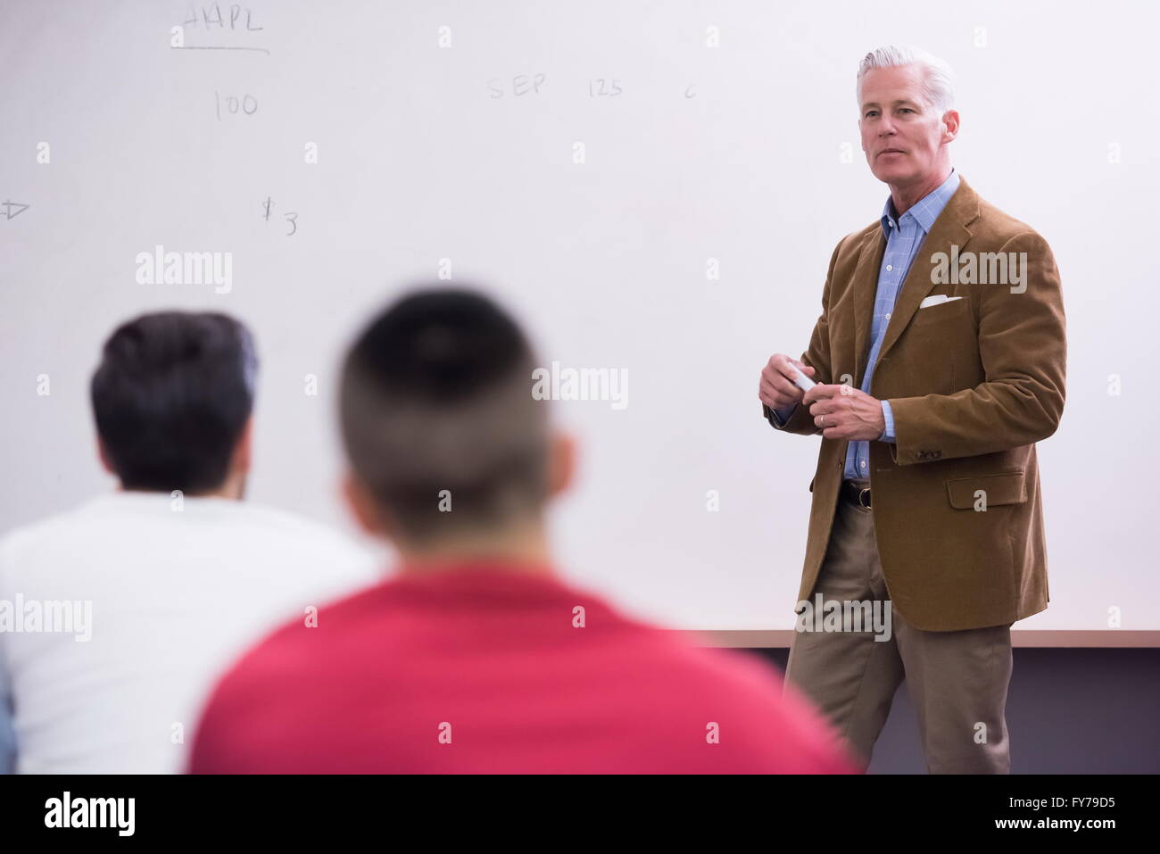 group of students study with professor in modern school classroom Stock ...
